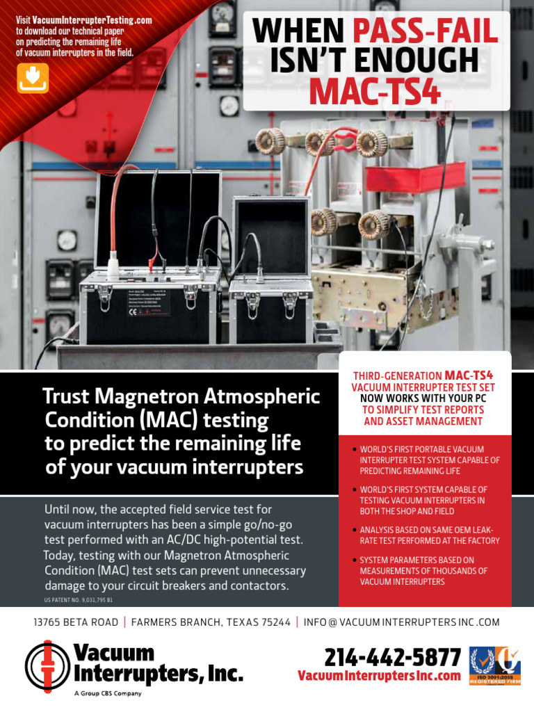 Vacuum Interrupter Test Set MAC TS4 Product Bulletin 3 | PDF | Vacuum ...