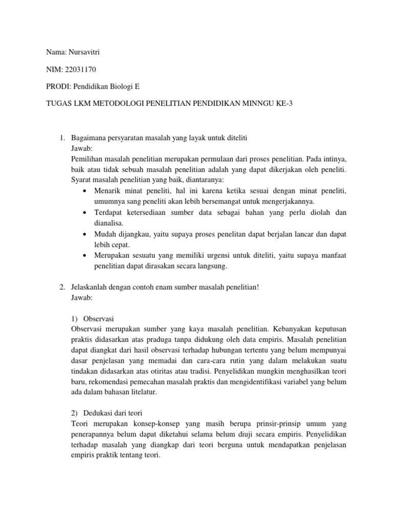 LKM 3 Metodologi Penelitian Pendidikan | PDF