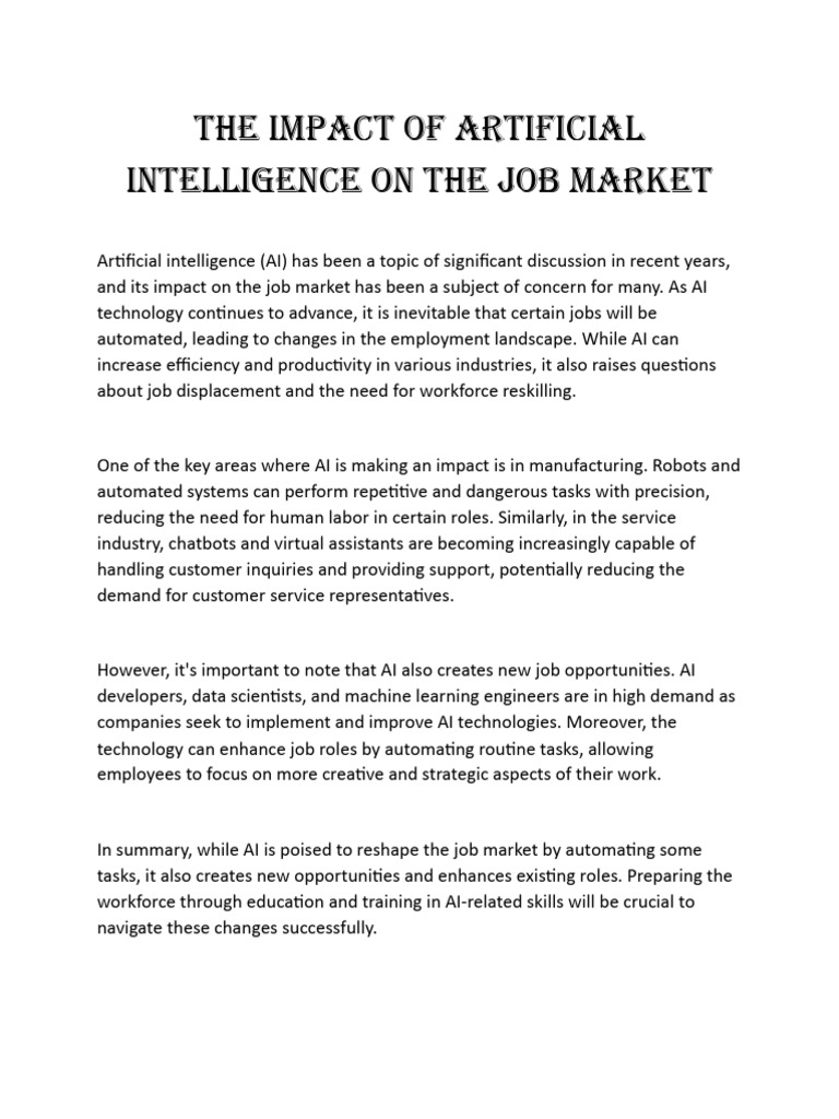 The Impact of Artificial Intelligence On The Job Market | PDF
