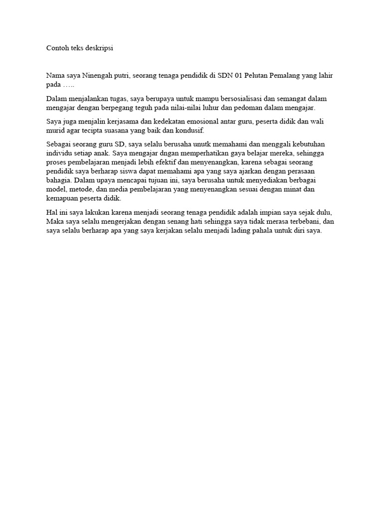 Contoh Teks Deskripsi | PDF