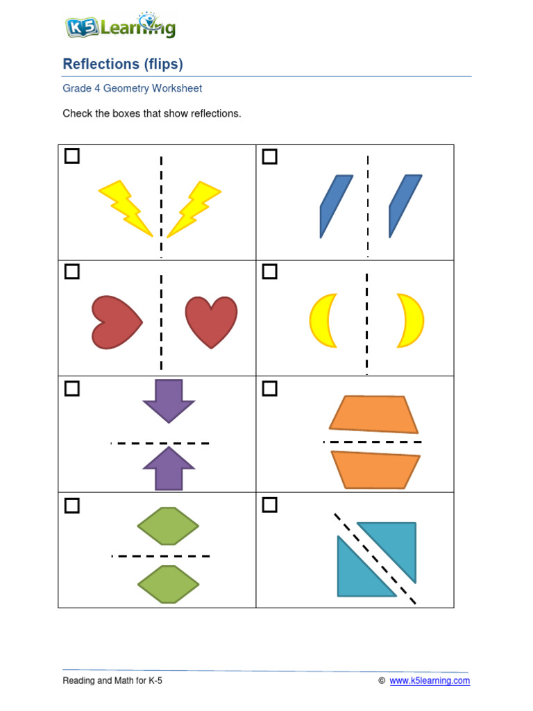 Grade 4 Geometry Reflections A | PDF