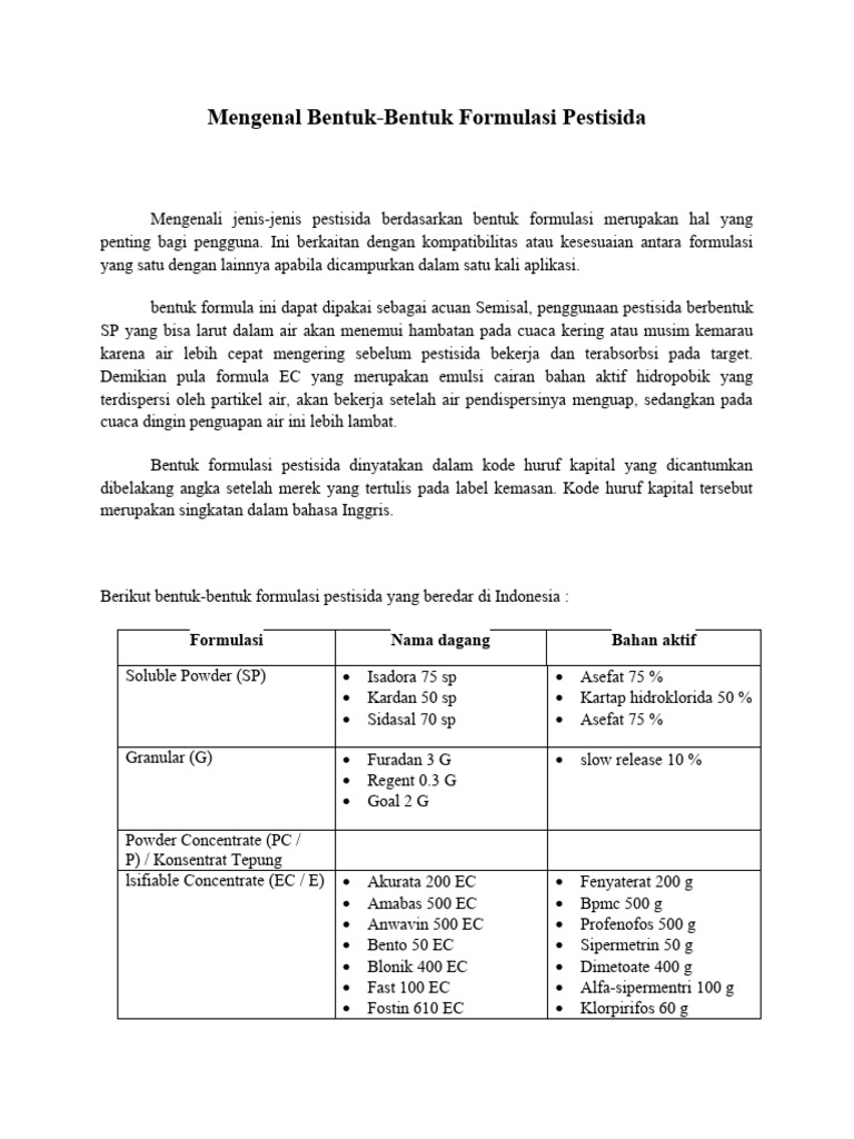 Formulasi Pestisida | PDF Formulasi Pestisida | PDF