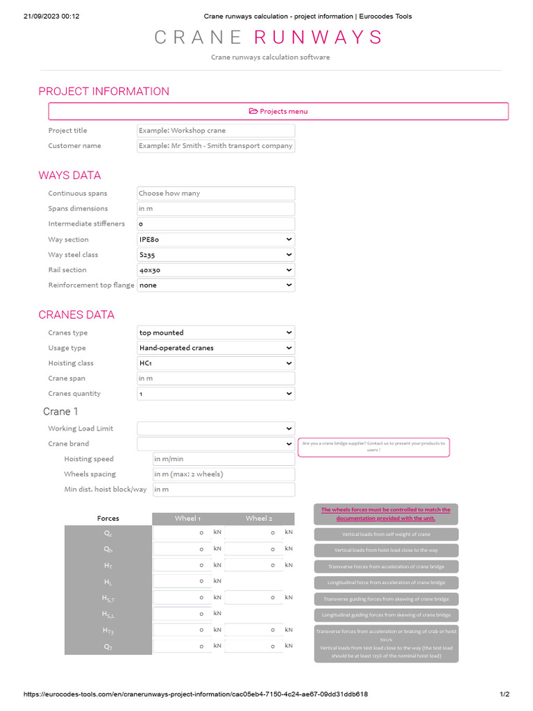 Crane Runway Load Calculation Guide | PDF | Crane (Machine ...
