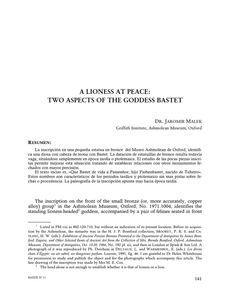 9 A Lioness at Peace. Two Aspects of The Goddess Bastet | PDF | Lion