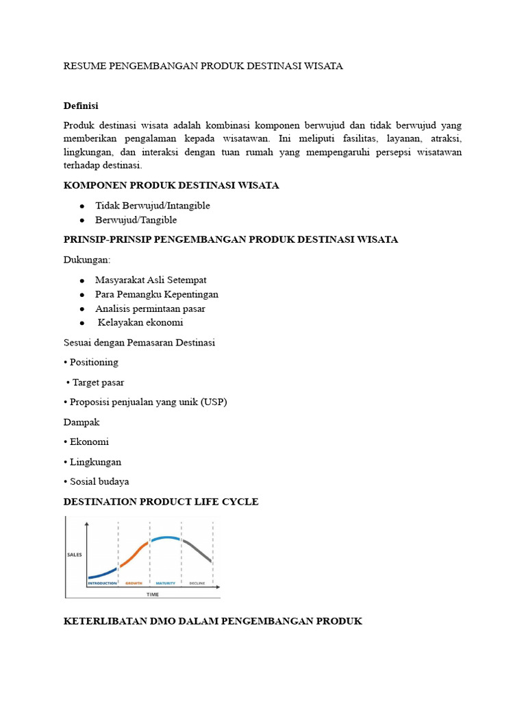 Resume Pengembangan Produk Destinasi Wisata | PDF