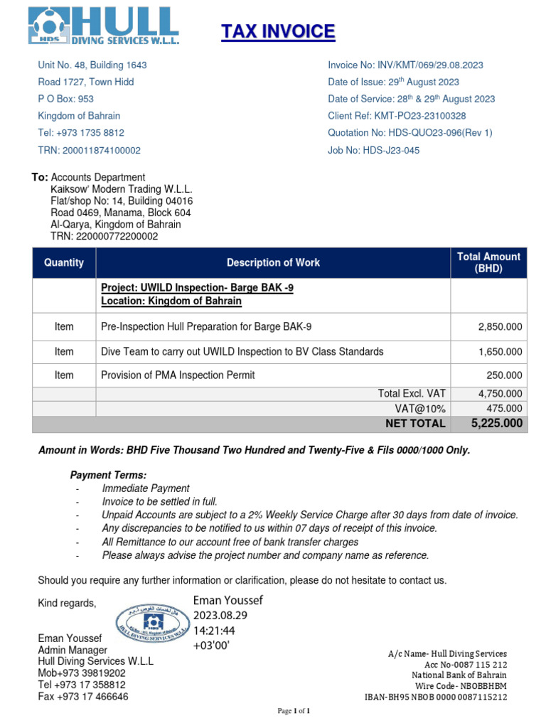HDS-InV23-069 - Kaiksow Modern Trading (UWILD Inspection - BAK9) (S ...