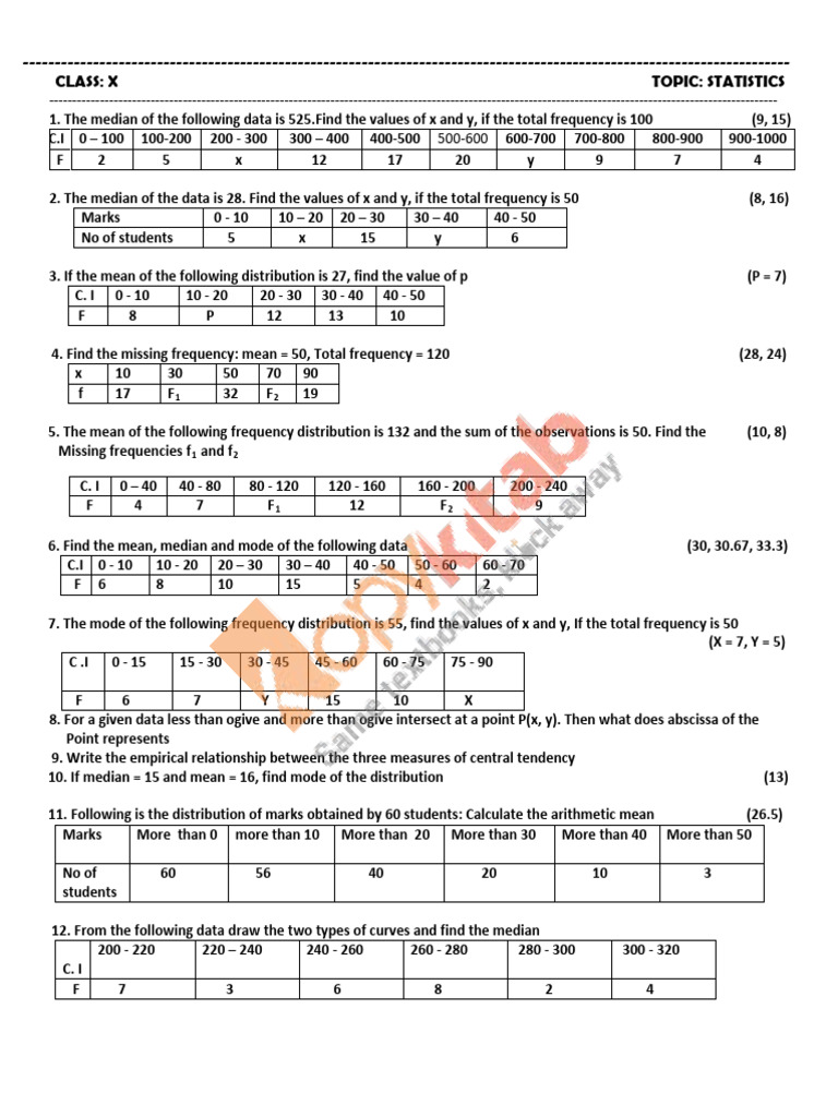 CBSE-Class-10-Maths-Worksheet-Statistics-1 | PDF