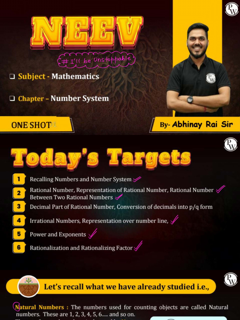 Lecture PPT 01 Number System Maths Neev Youtube Batch Abhinay Sir | PDF Lecture PPT 01 Number System Maths Neev Youtube Batch Abhinay Sir | PDF