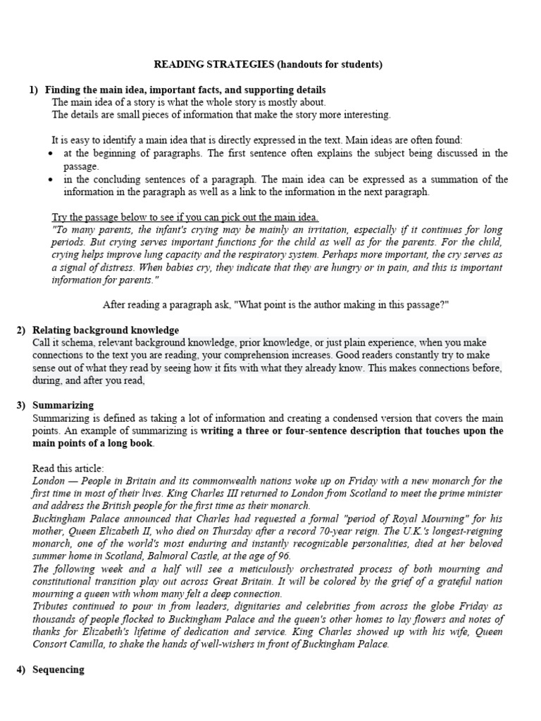 Reading Strategies | PDF | Information | Reading Comprehension