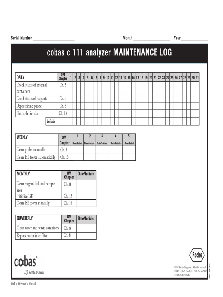 C 111 Maintenance Log | PDF | Chemistry | Physical Sciences