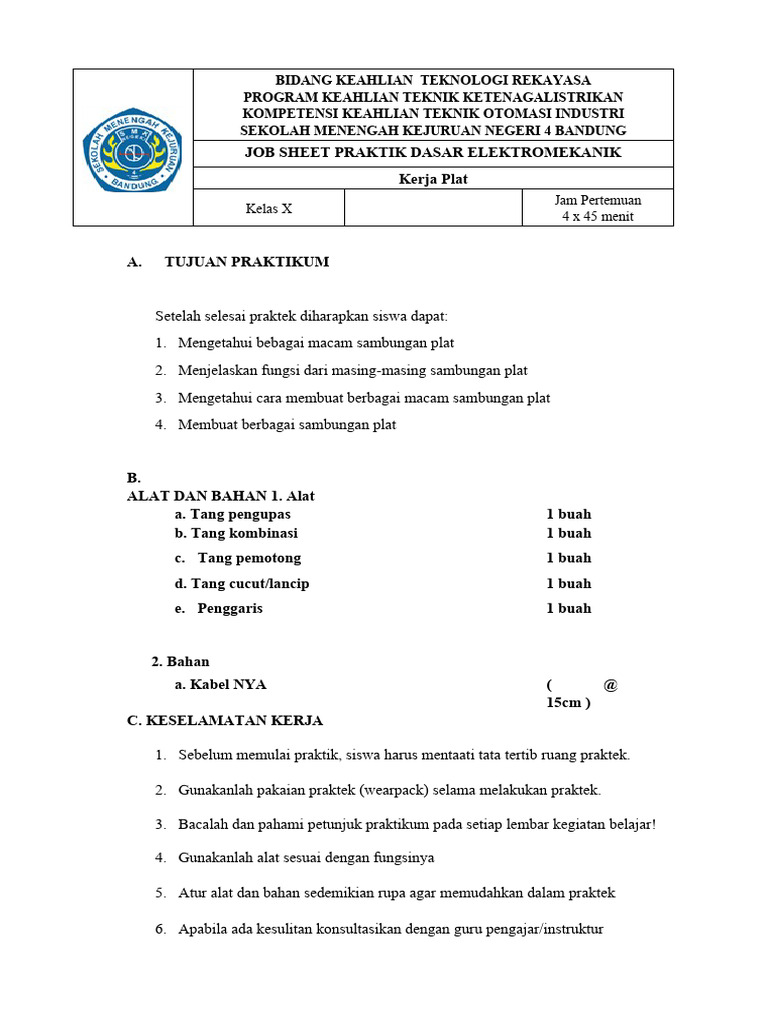 Jobsheet Plat | PDF