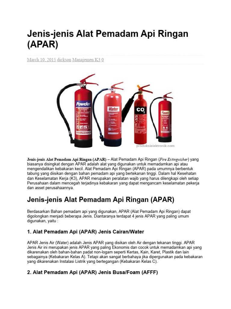 Jenis-Jenis APAR | PDF