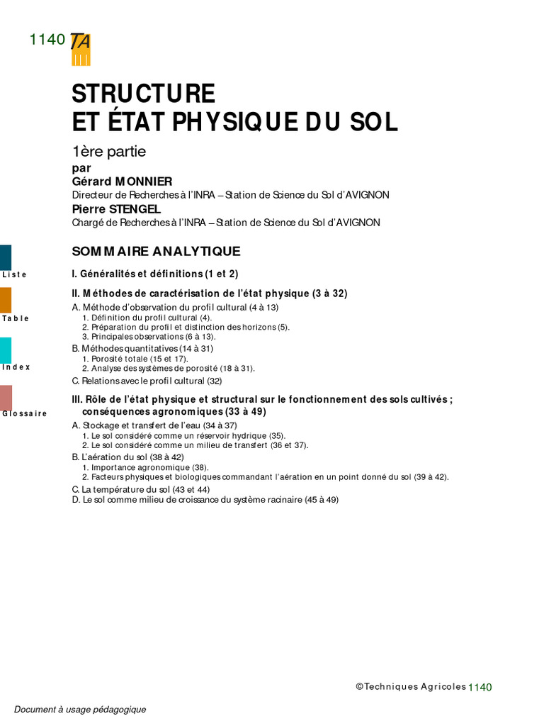 Structure et État du Sol en Agriculture | PDF | Sol (pédologie) | Porosité