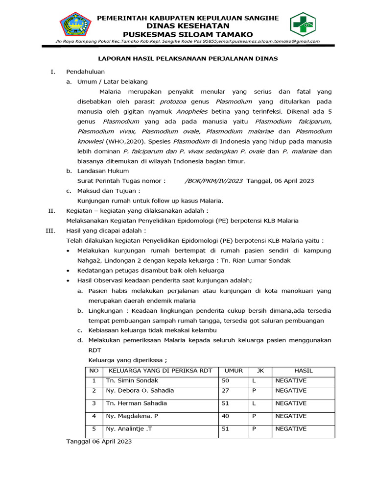 Laporan Vektor Malaria | PDF