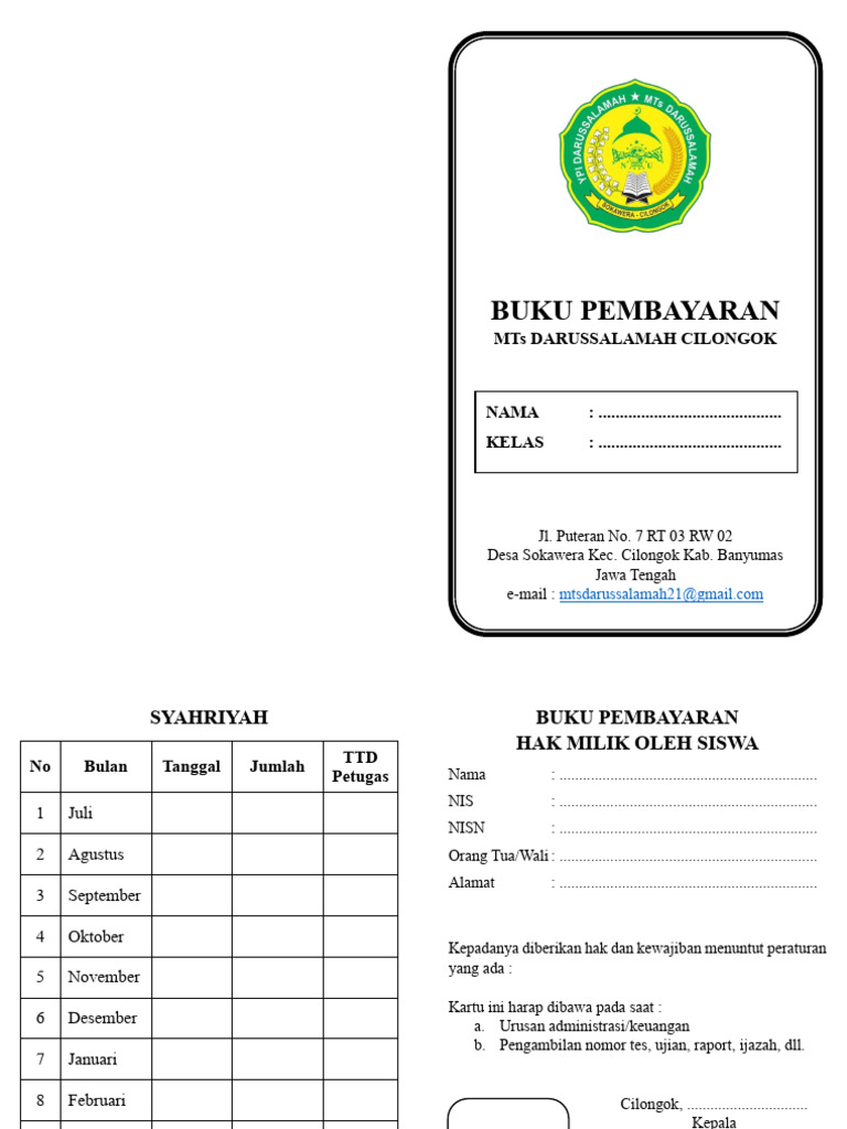 Buku Pembayaran Siswa | PDF