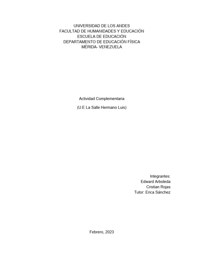 Actividad Complementaria | PDF | Educación Física