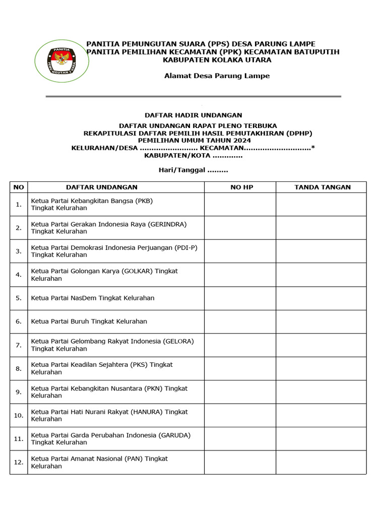 Draft Daftar Hadir | PDF