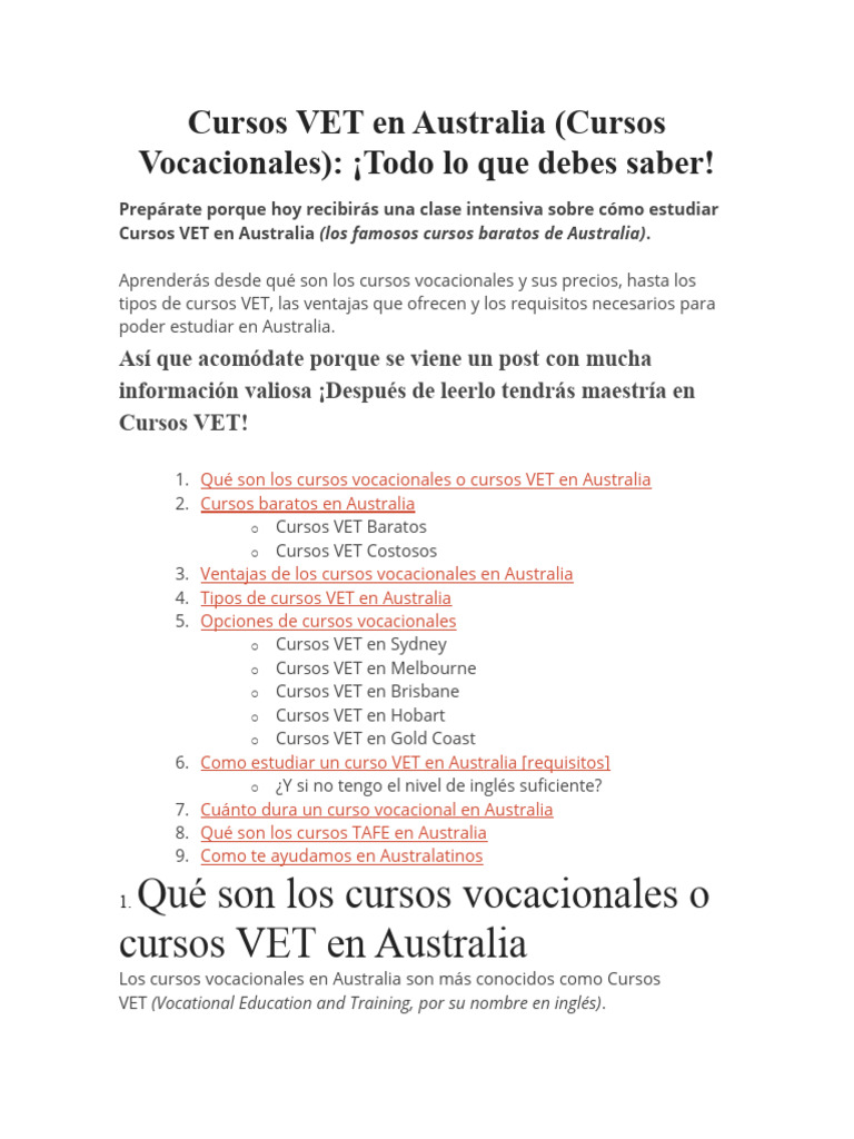 Cursos VET en Australia | PDF | Australia
