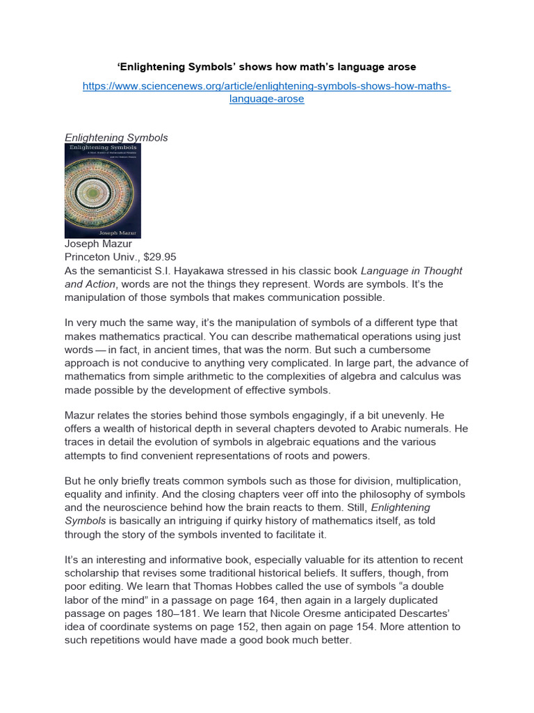 History of Mathematical Symbols Explained | PDF | Philosophy