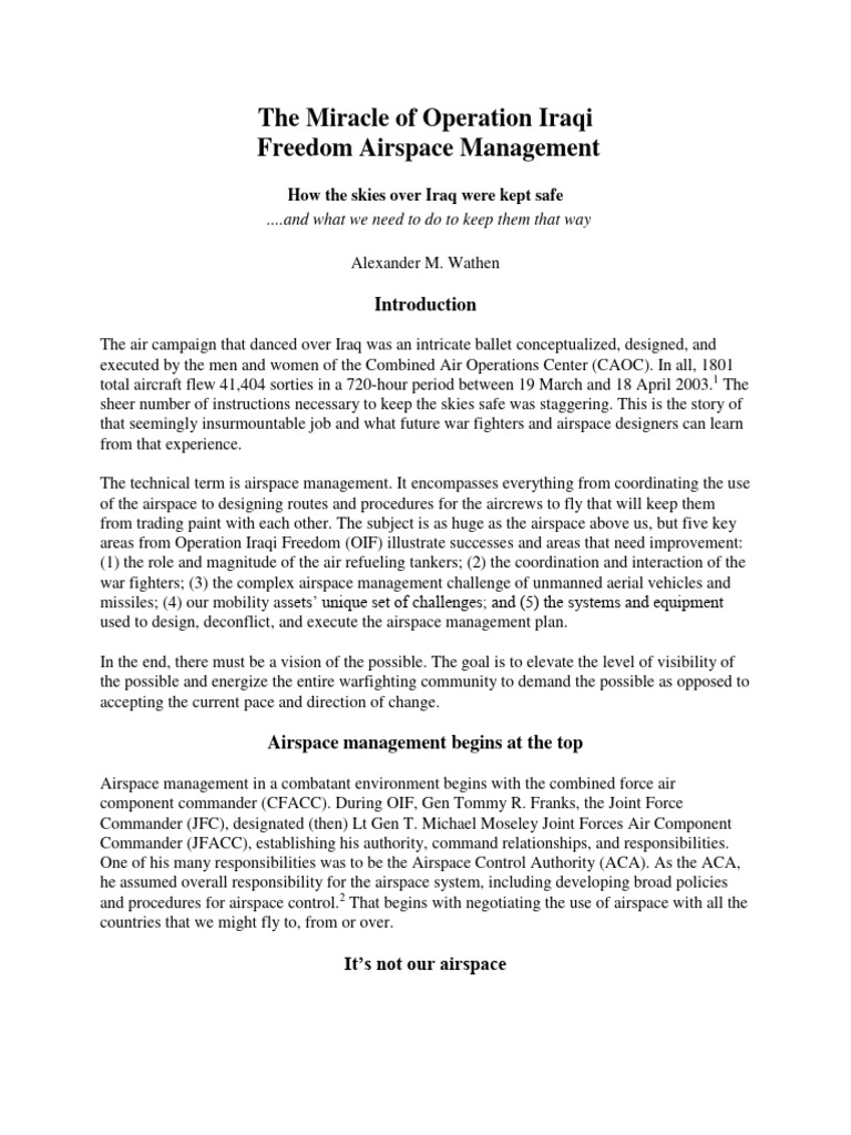 The Miracle of Operation Iraqi Freedom Airspace Management | PDF ...
