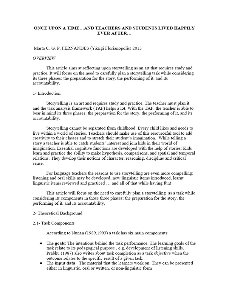 ONCE UPON A TIME…AND TEACHERS AND STUDENTS LIVED HAPPILY EVER AFTER ...