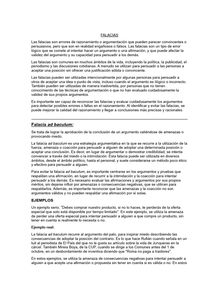 Cada Una de Las Falacias Debe Ser Explicada Ampliamente | PDF | Falacia ...