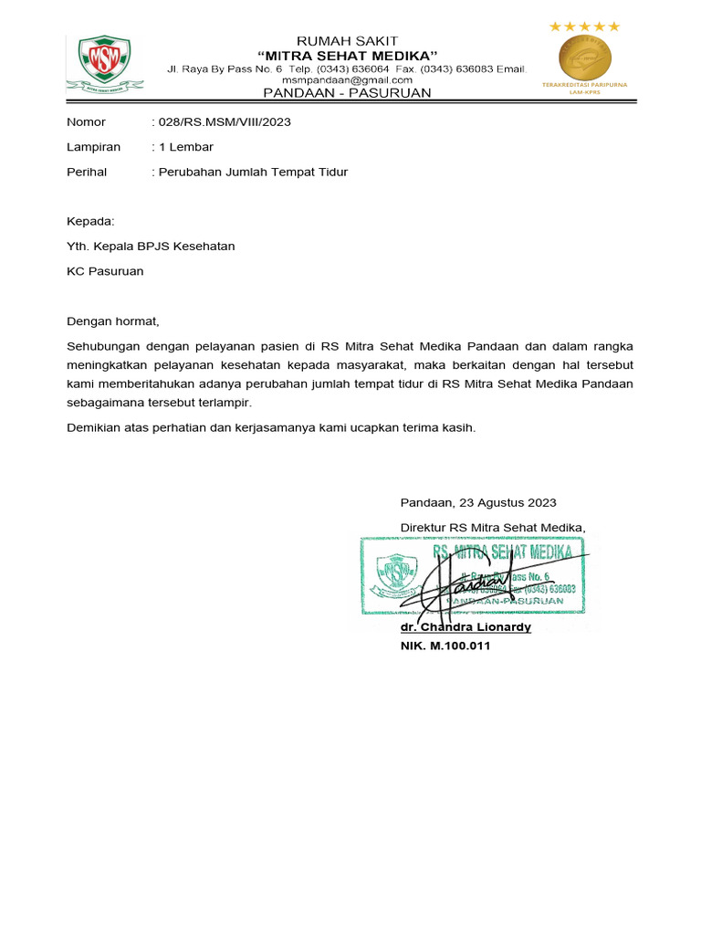 Surat Pemberitahuan Perubahan Jumlah Tt Agt 2023 Pdf