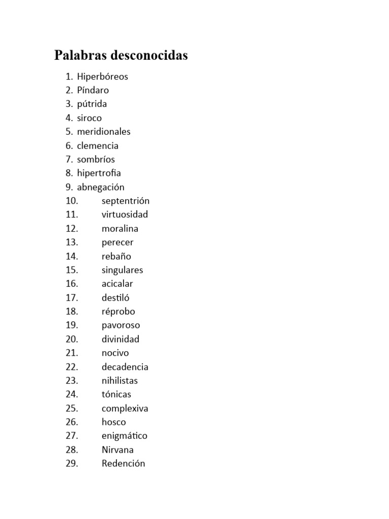 Palabras Desconocidas | PDF