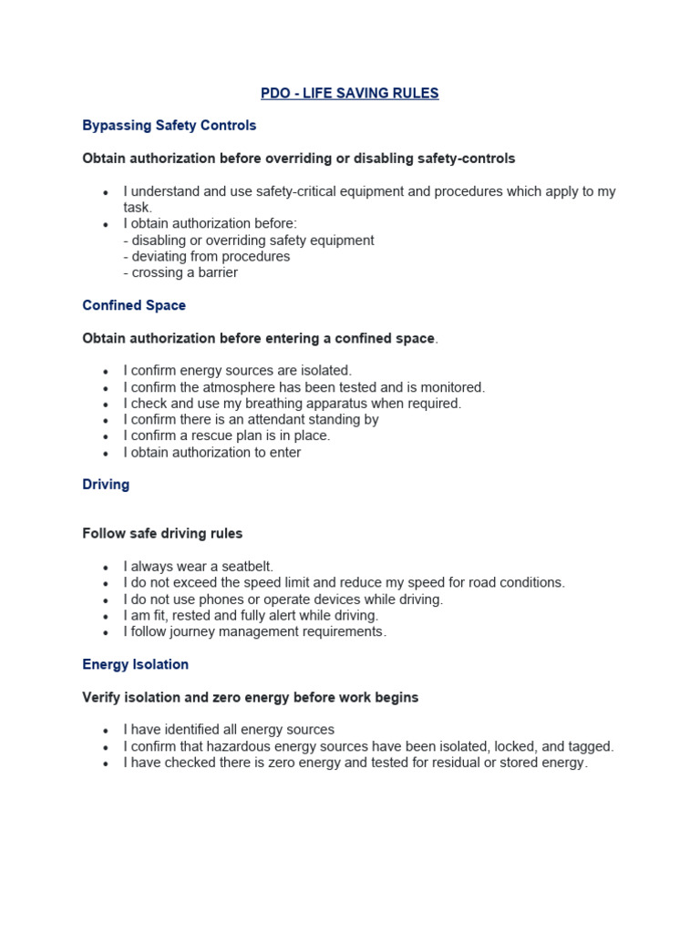 Life Saving Rules | PDF