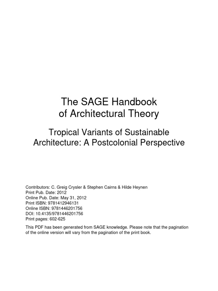 Tropical Variants of Sustainable Archit | PDF | Postcolonialism | Capitalism