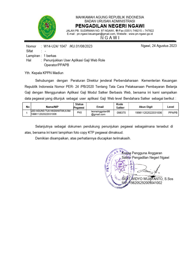 Daftar User Ppapb Gajiweb | PDF