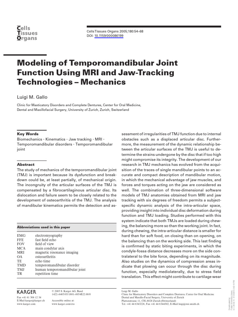 Gallo2005 - Modeling of Temporomandibular Joint Function Using MRI and Jaw-Tracking Technologies ...