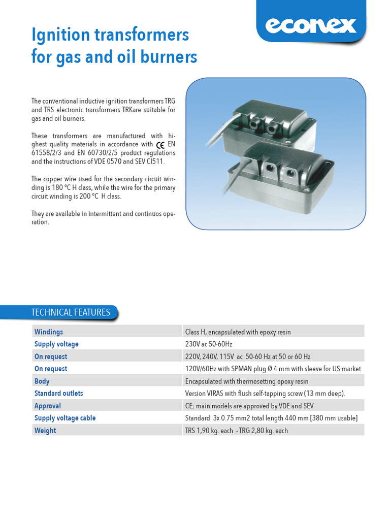 TRS TRG Ignition Trasformers ENG | PDF