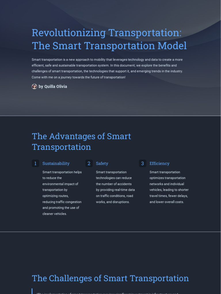 Smart Transportation: Future Trends & Benefits | PDF | Transport | Traffic