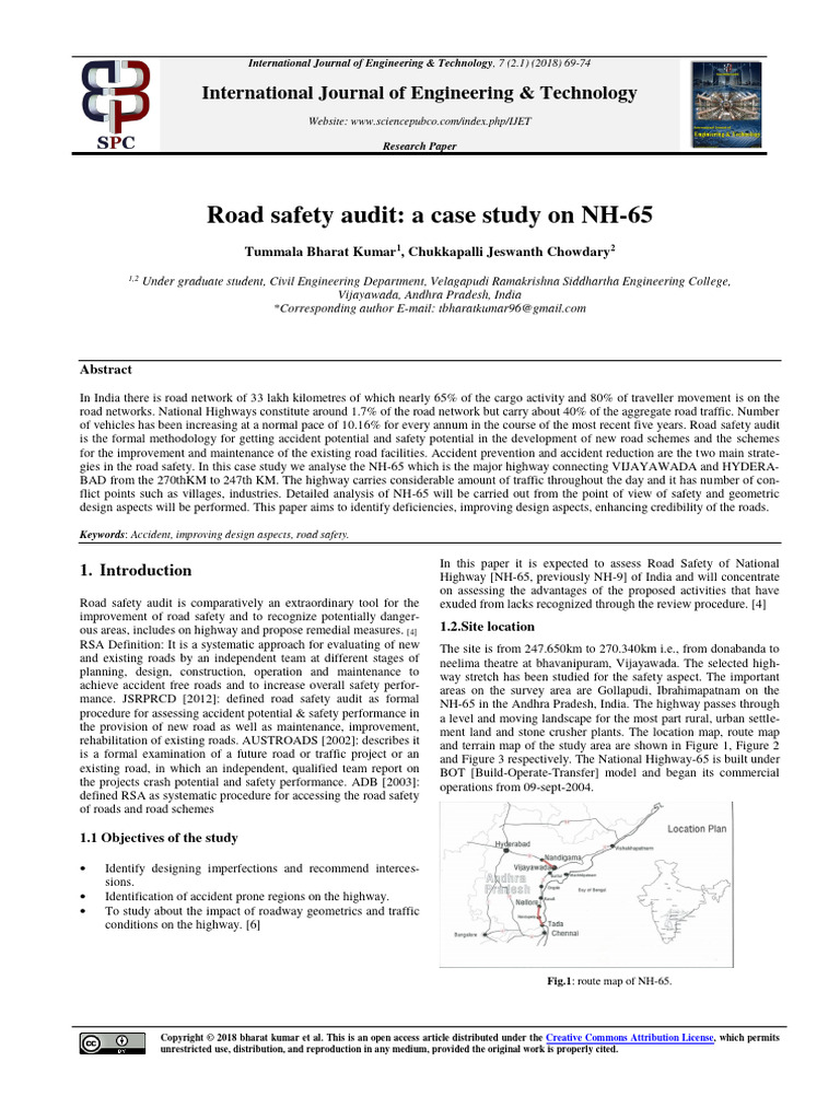 Road Safety Audit - A Case Study On NH-65 | PDF | Road | Traffic