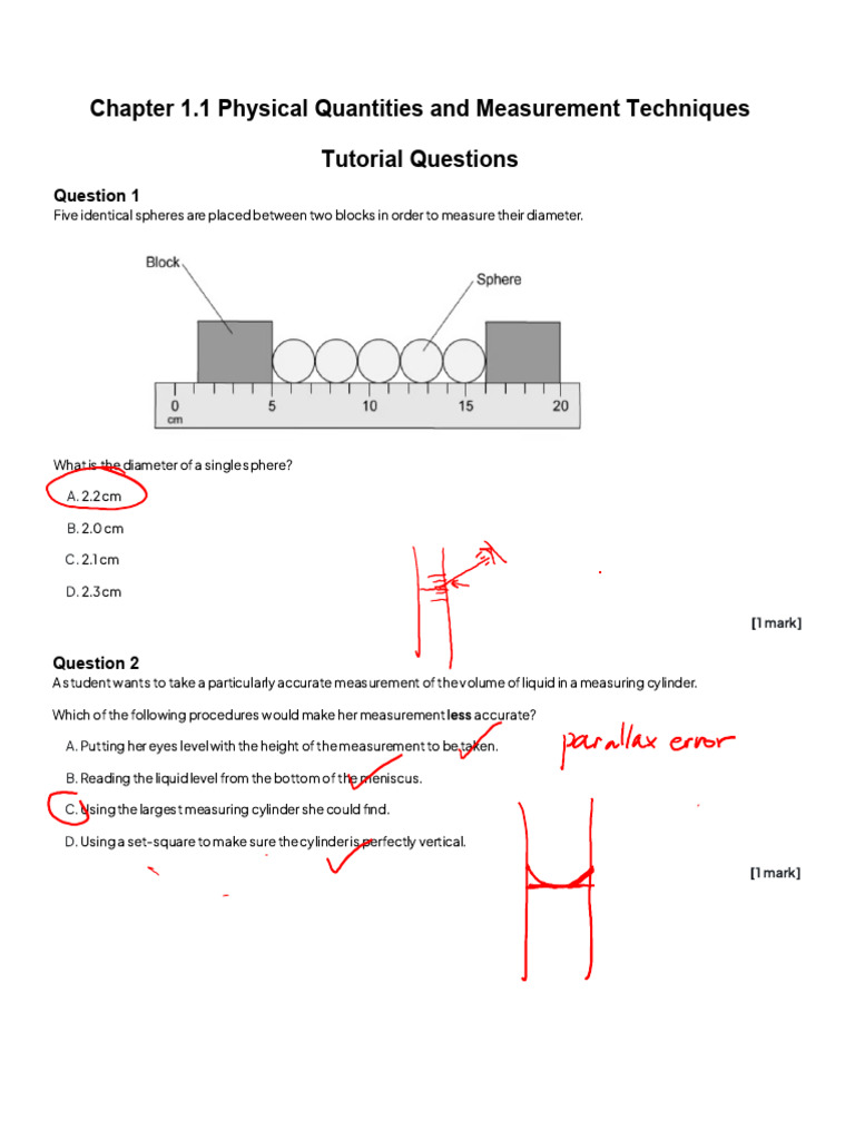 Tutorial (Annotated) 1.1 Physical Quantities and Measurement Techniques ... Tutorial (Annotated) 1.1 Physical Quantities and Measurement Techniques ...