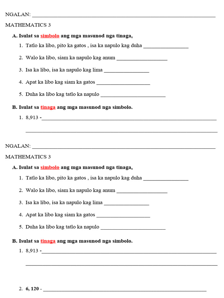 Math Writing Numbers | PDF