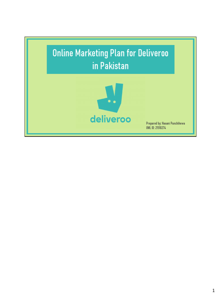 Online Marketing Plan For Deliveroo in Pakistan | PDF | Market ...