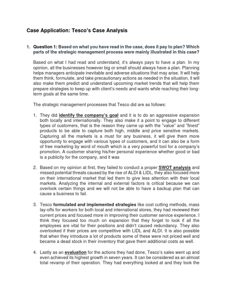 Case Application - Tesco | PDF