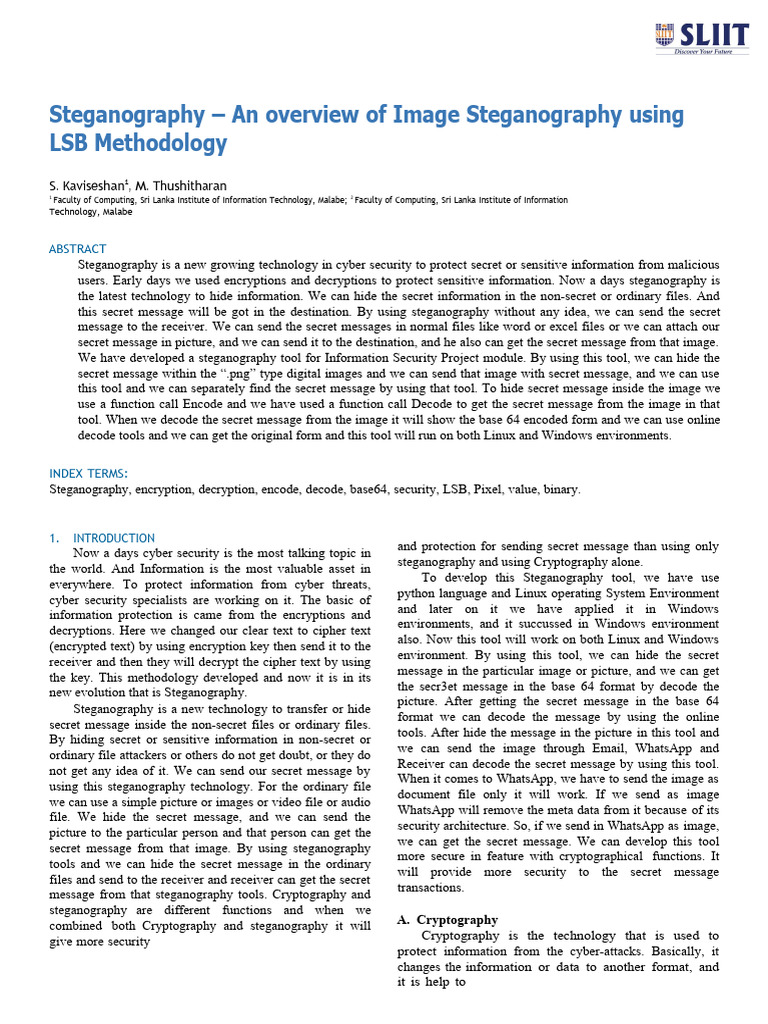 Steganography - An Overview of Image Steganography Using LSB Methodology | Download Free PDF ...