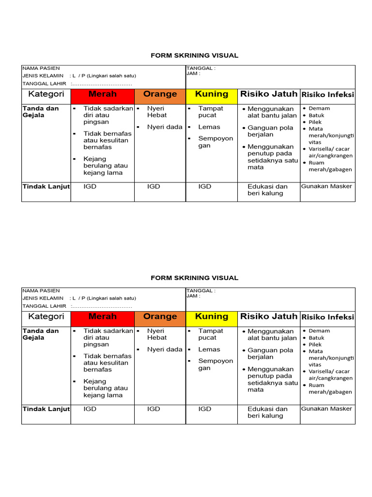 Form Skrining Visual | PDF