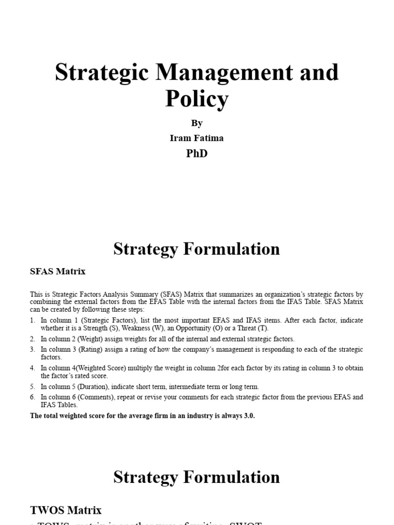 Strategic Management and Policy-29!5!23 | PDF | Strategic Management ...