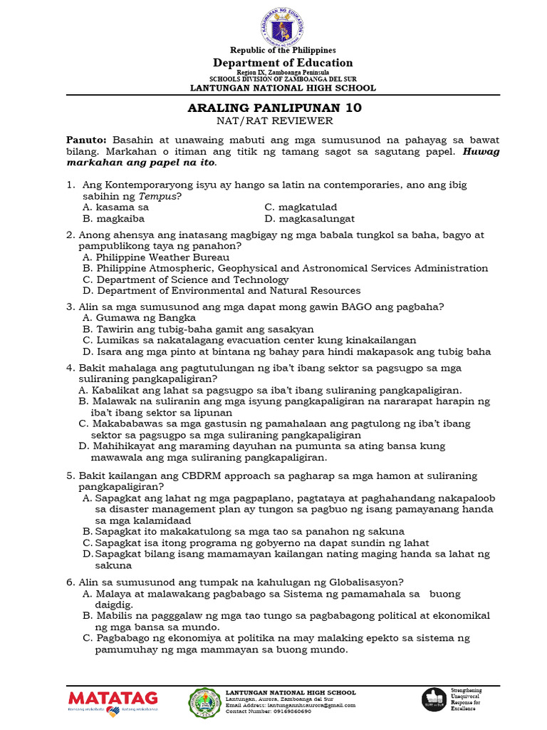 Arpan 10 Nat Rat Reviewer | PDF