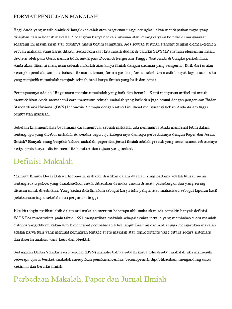 Format Penulisan Makalah | PDF