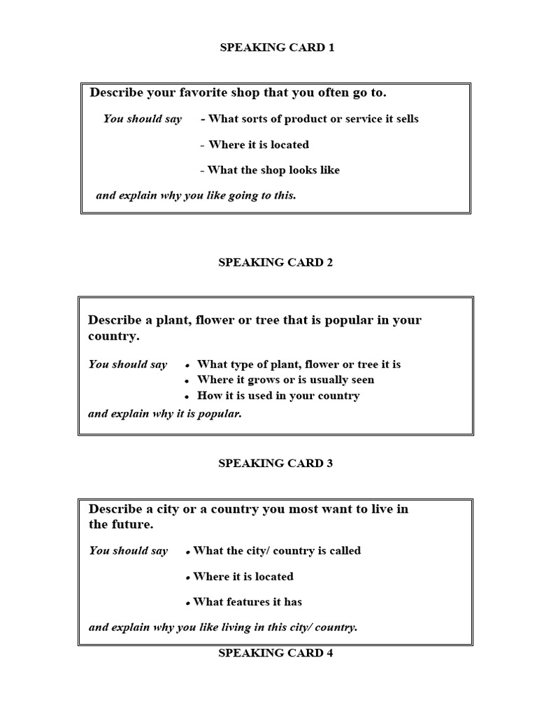 DEC - Speaking Term 3 - TOPIC CARDS - (PATHWAYS) | Download Free PDF ...