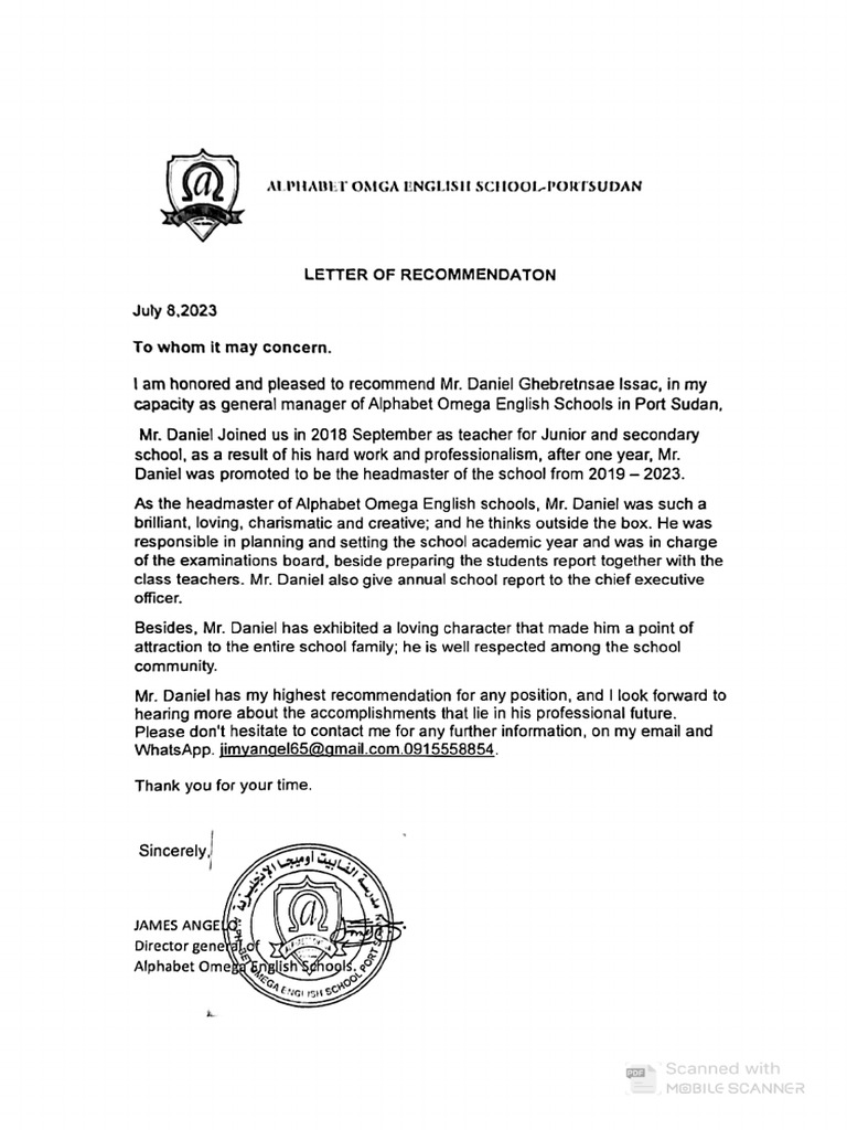 Recommendation Letter - Two. | PDF