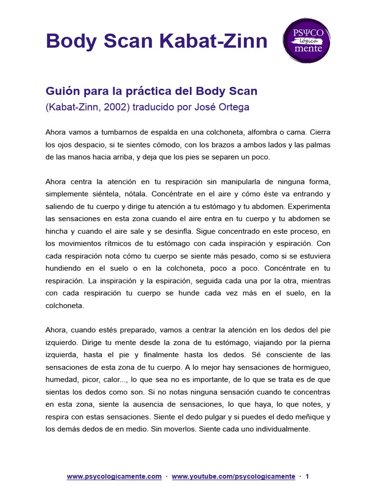 Body Scan KABAT-ZINN | PDF | Corazón | Pie