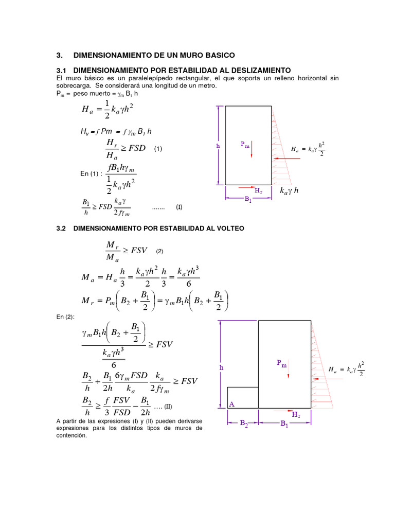 Dimensionamiento de Un Muro Basico: 3.1 Dimensionamiento Por ...