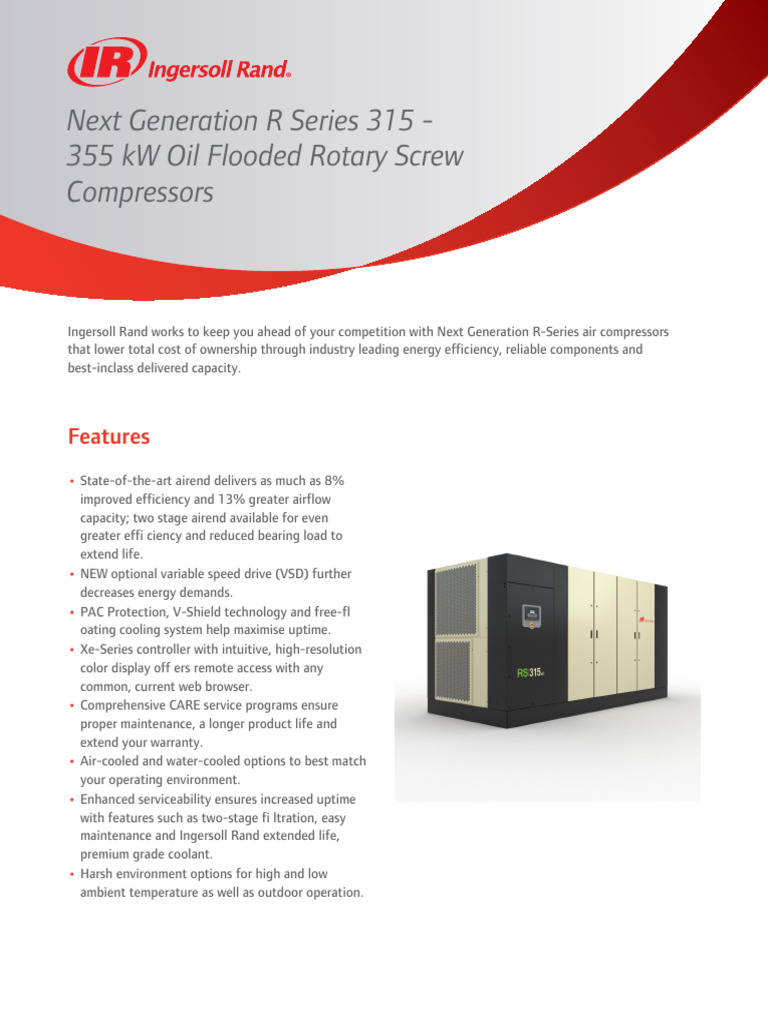 Next Generation R Series 315 - 355 KW Oil Flooded Rotary Screw ...