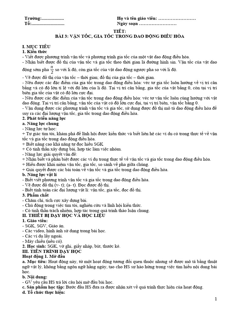 Bai 3. Van Toc Gia Toc Trong Dao Dong Dieu Hoa | PDF